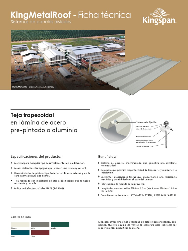 Kingspan_Colombia_fichatecnica_metalroof | PDF