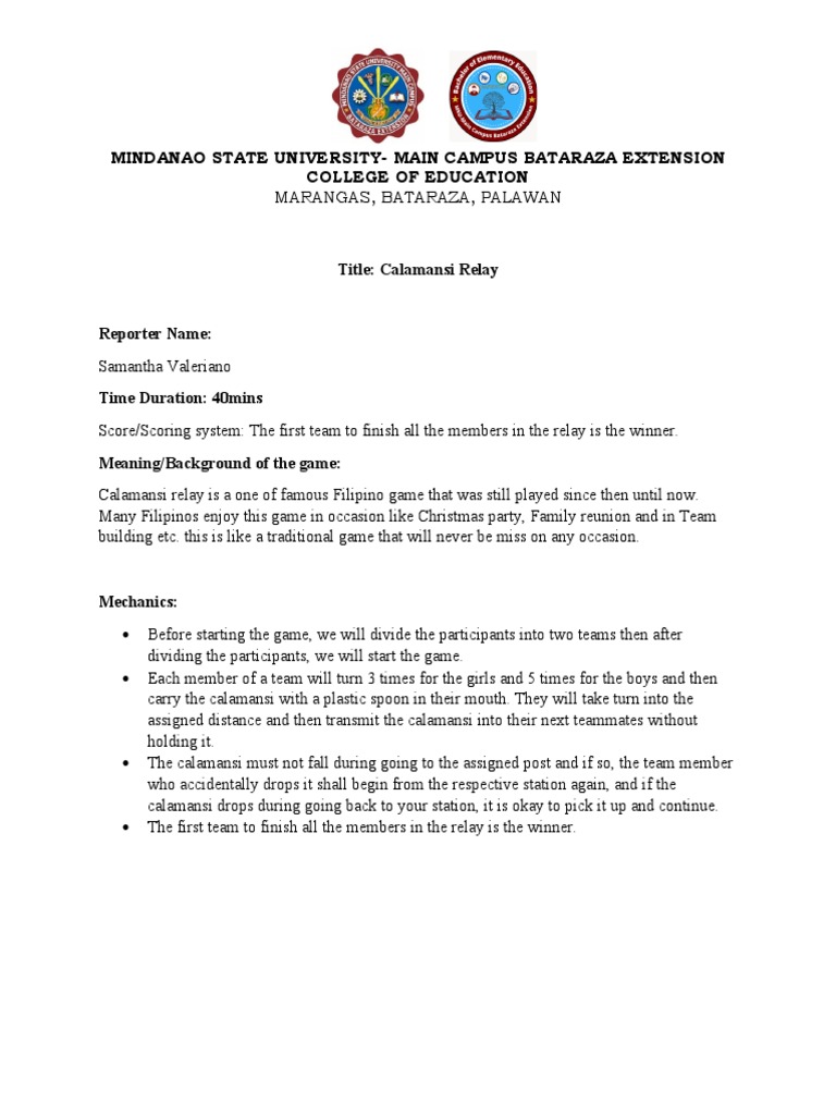 Calamansi Relay Mechanics | PDF