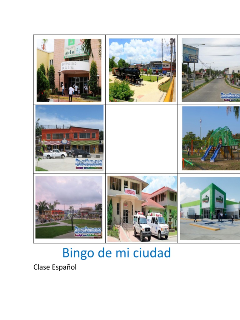 Bingo de Mi Ciudad Clase Español | PDF