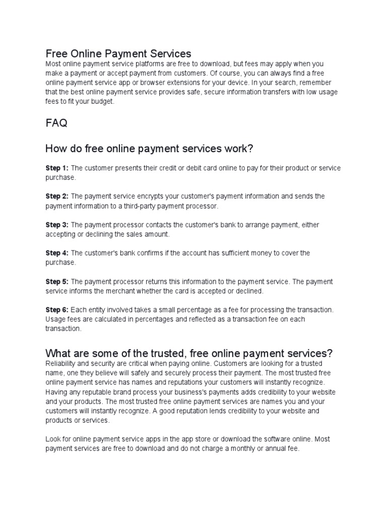Free Online Payment Services | PDF | Payments | Computing