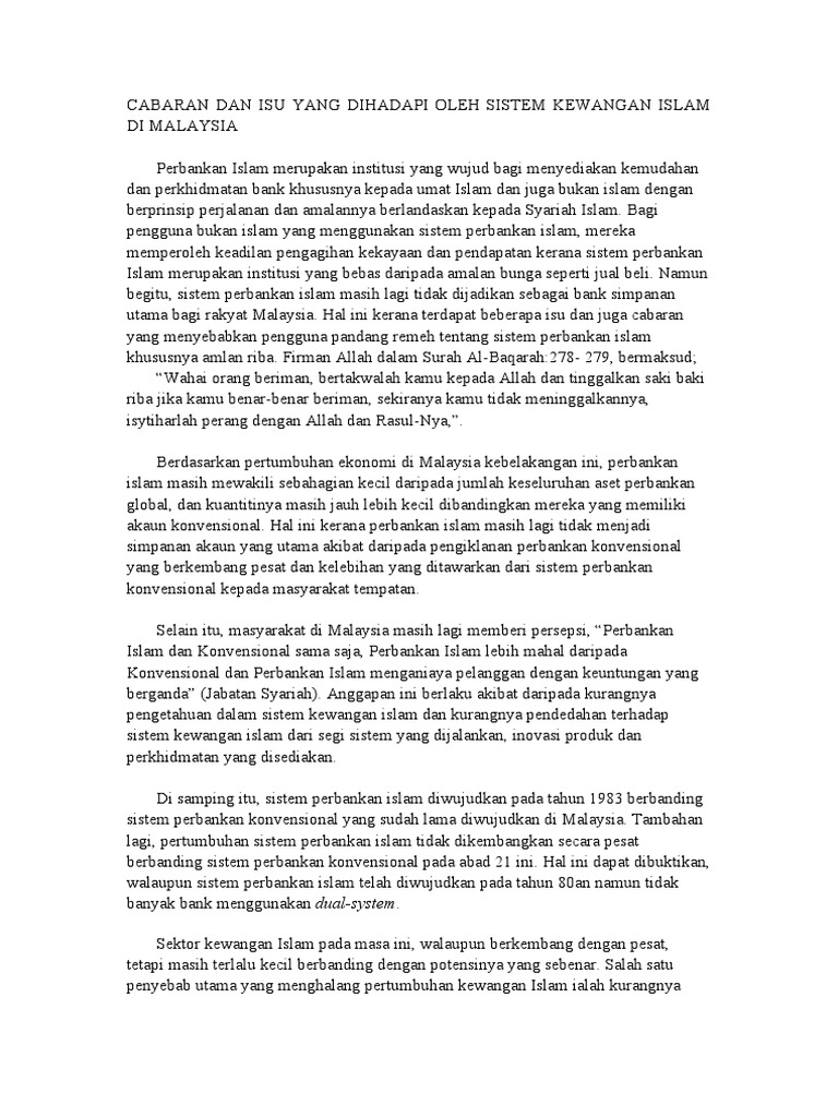 Cabaran Dan Isu Yang Dihadapi Oleh Sistem Kewangan | PDF