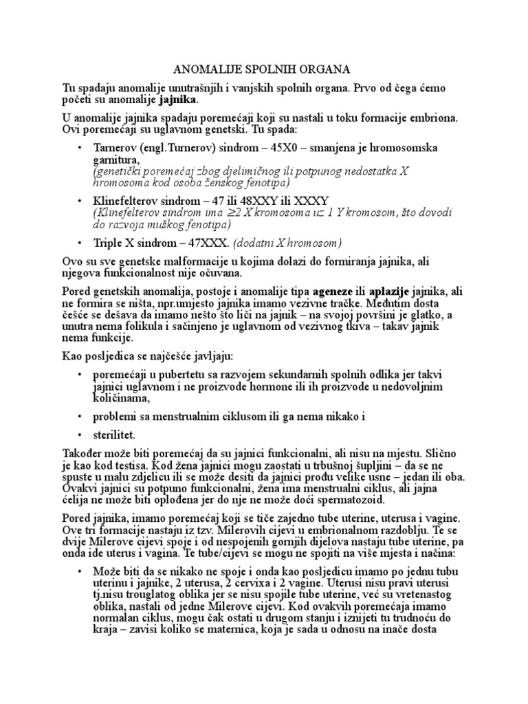 Anomalije Spolnih Organa | PDF