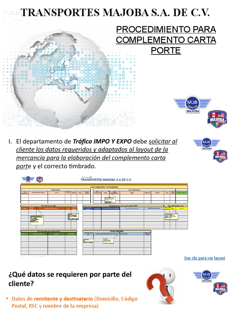 Procedimiento Complemento Carta Porte | PDF | aduana | Pagos
