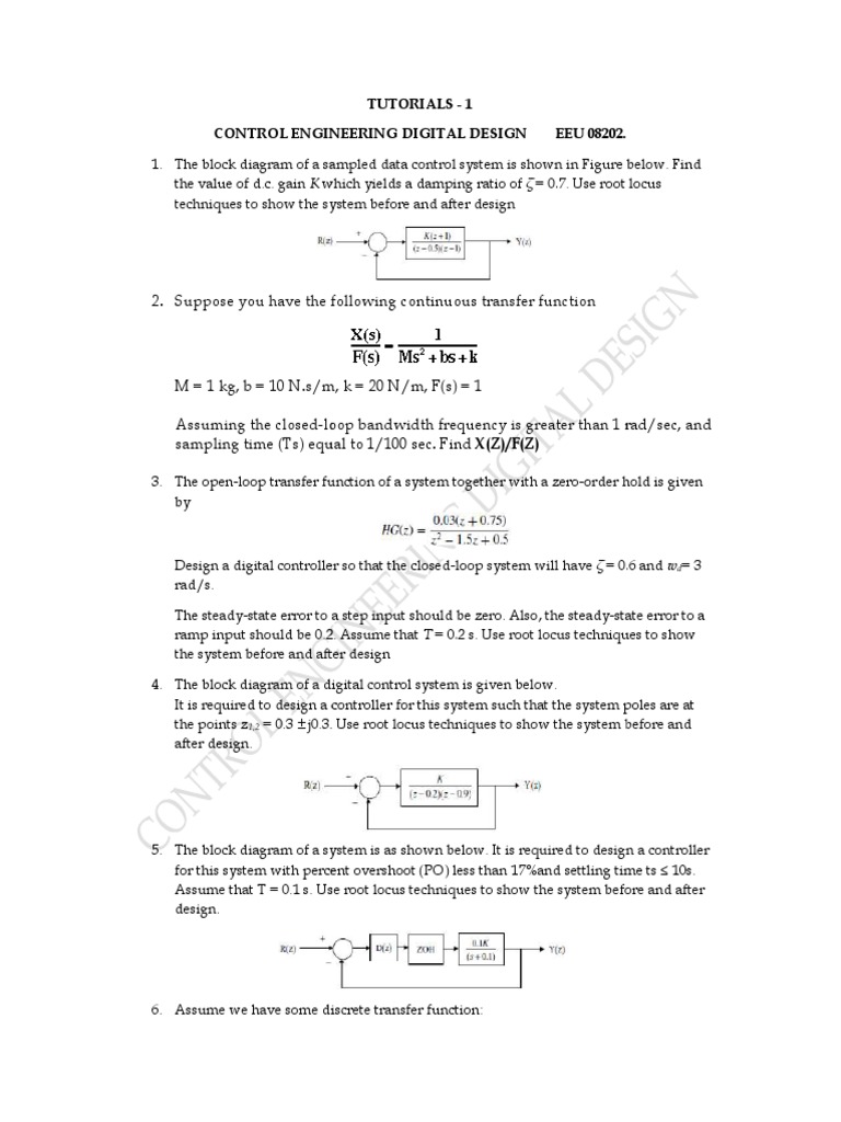 Digital Control System Design: Tutorial on Applying Root Locus Techniques to Sampled-Data ...