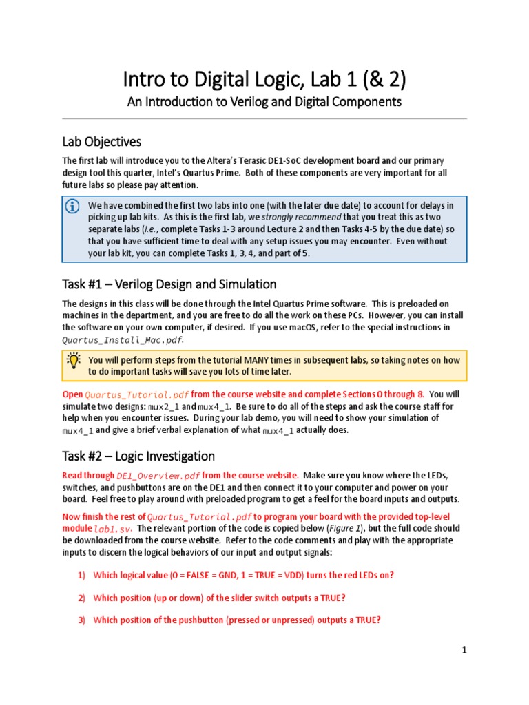 CSE369 Lab1&2 Wi22 | PDF | Logic Gate | Programming