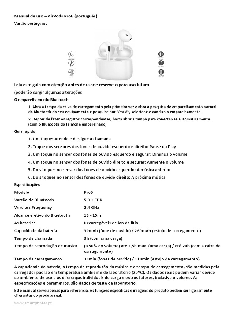 Manual de Uso AirPods Pro 6 | PDF