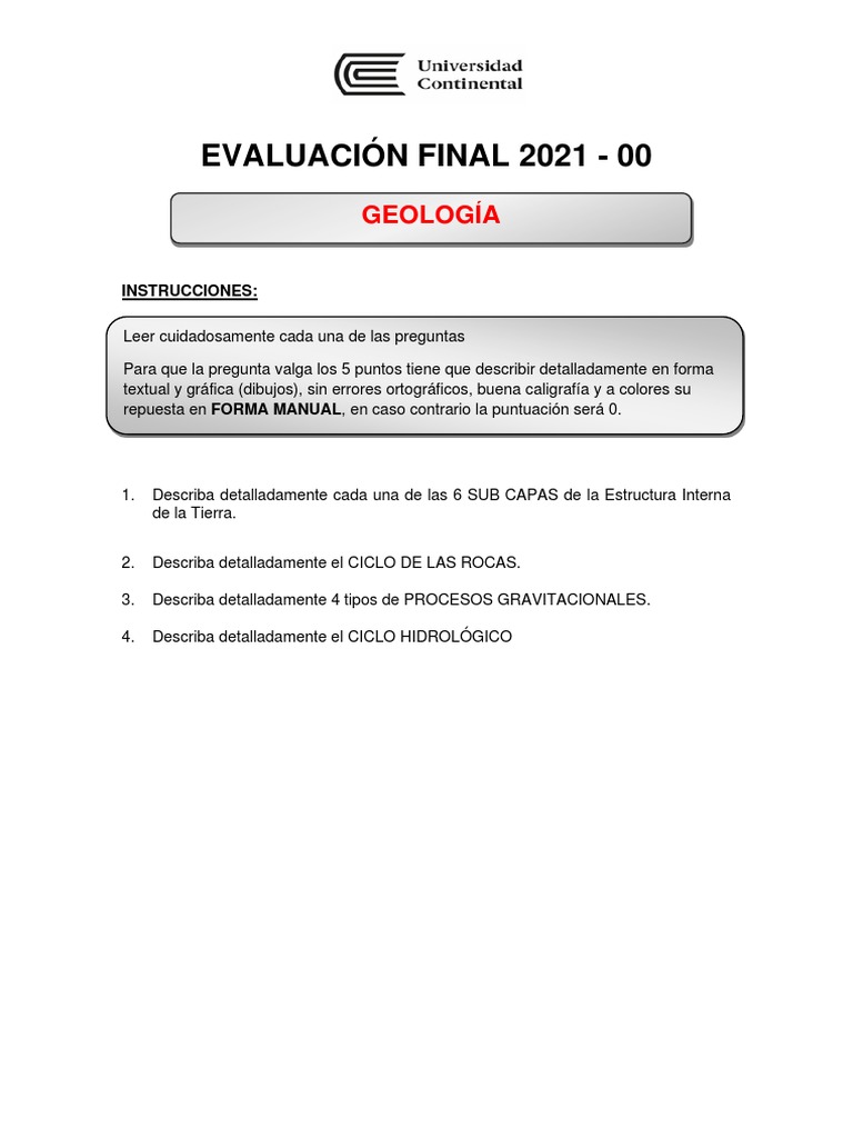 Evaluación Final Geología | PDF