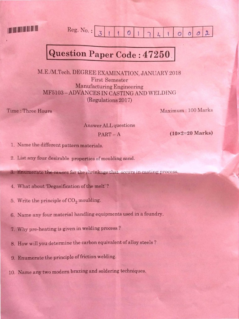 Au Qp-Adv in Casting and Welding-Jan-2018 | PDF | Construction | Welding
