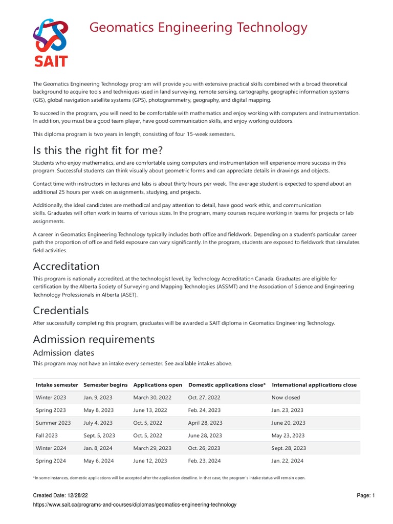 Geomatics Engineering Technology | PDF | Geomatics | University And ...