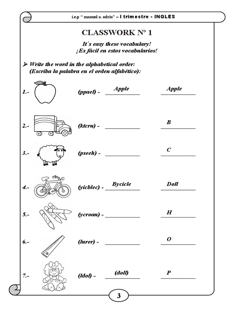 INGLES Segundo Grado | PDF