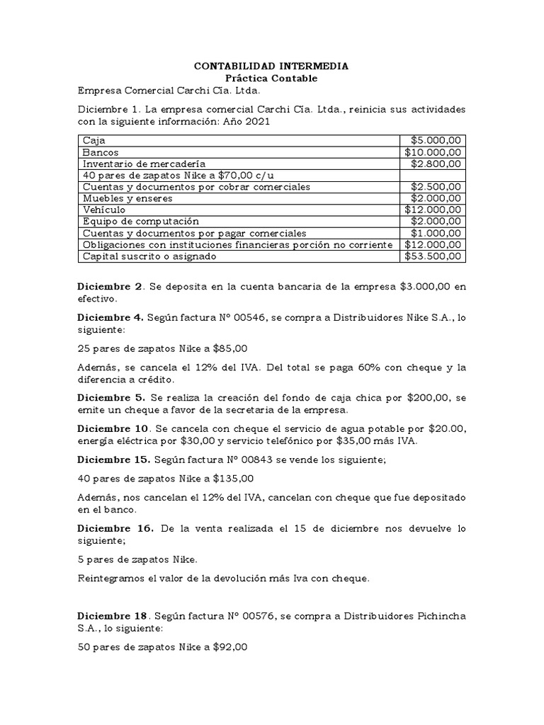 Práctica Contable Contabilidad Intermedia | PDF | Bancos | Cheque