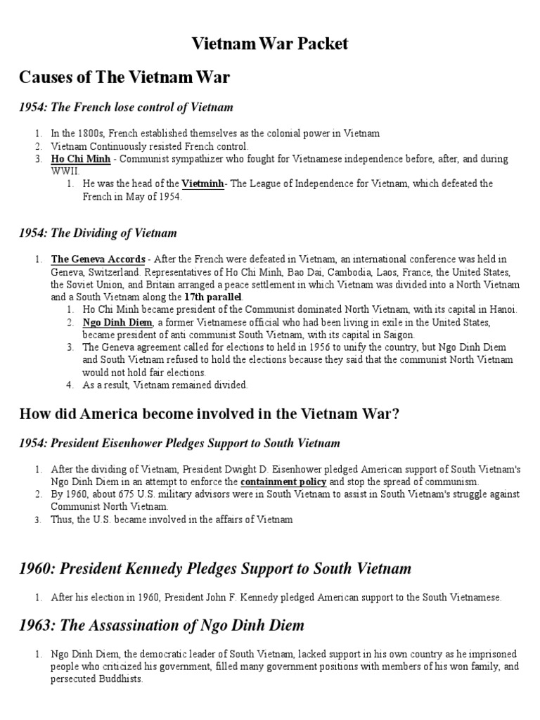 Vietnam War Packet | PDF | Vietnam War | North Vietnam