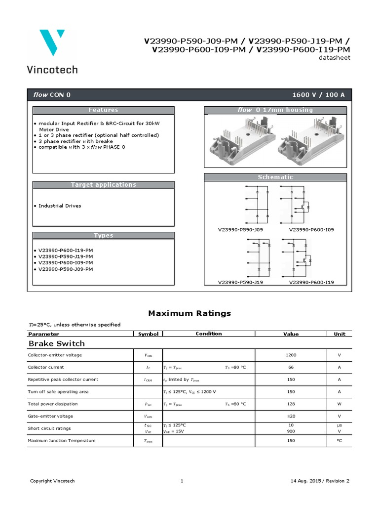 Vincotech V23990-P590 P600-xx9 FD-Rev 02 | PDF | Rectifier | Diode