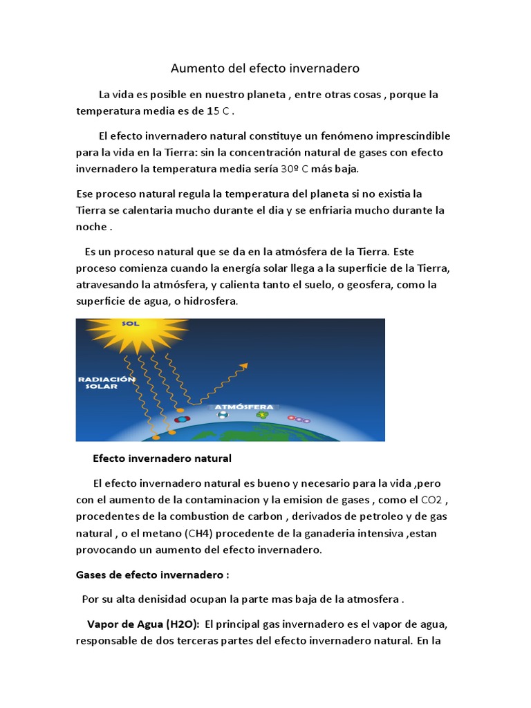 Aumento Del Efecto Invernadero | PDF | Gases de efecto invernadero ...