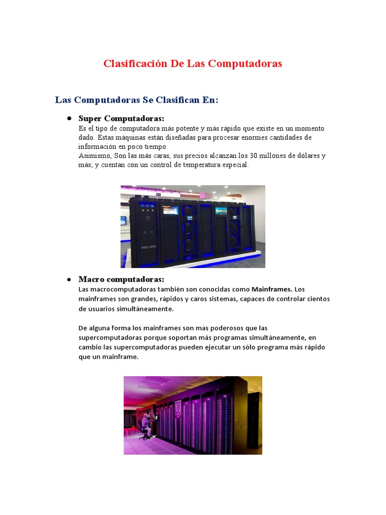 Clasificación de Las Computadoras | PDF