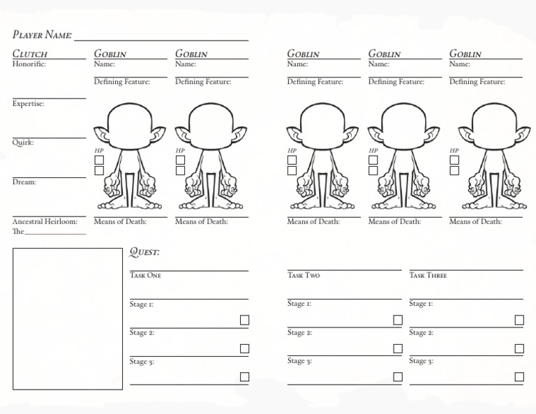 Feuille de Personnage Goblin Quest | PDF