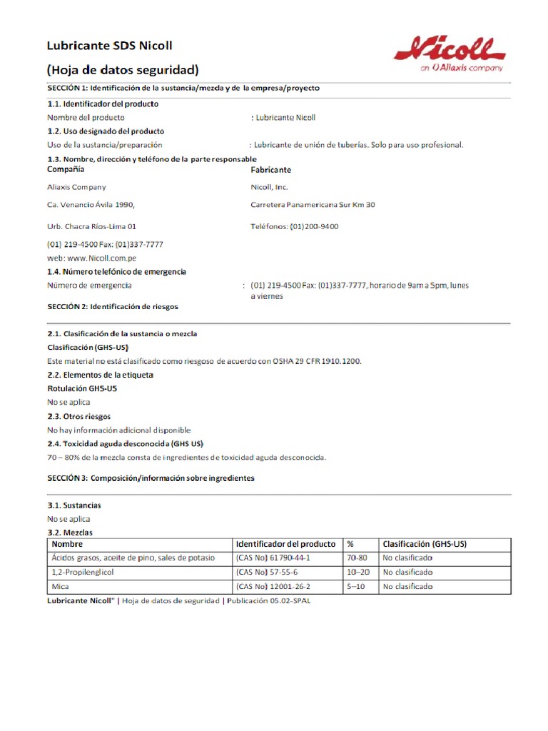 MSDS Nicoll 24052 | PDF