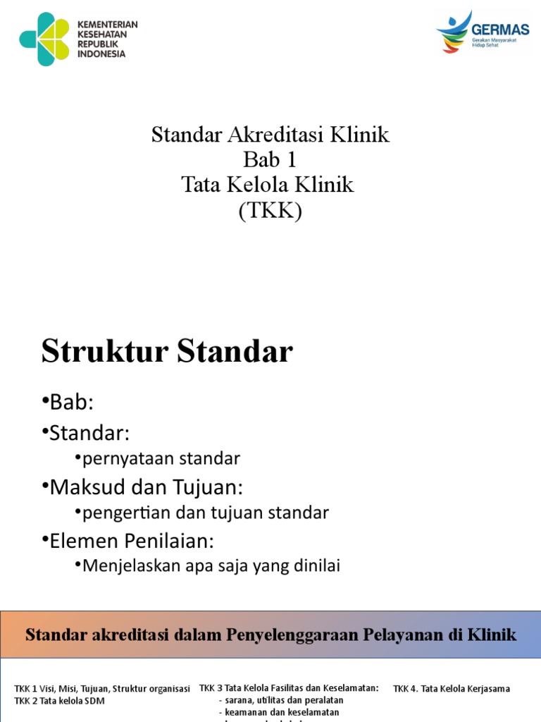 Standar Akreditasi Klinik - Bab 1 TKK | PDF