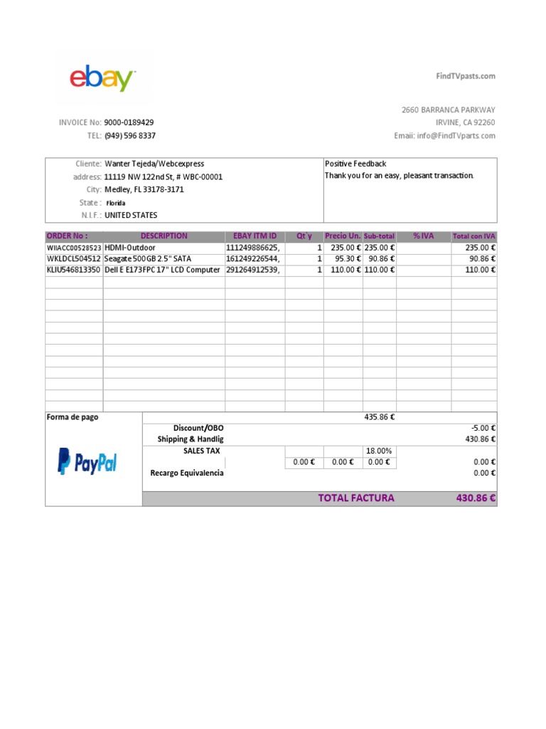 Invoice for Electronics Purchase | PDF