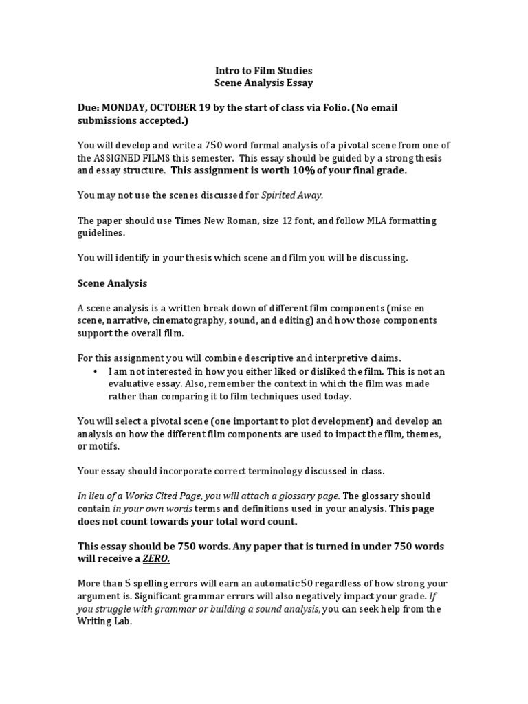 Film Scene Analysis Guide | PDF | Essays | Cognition