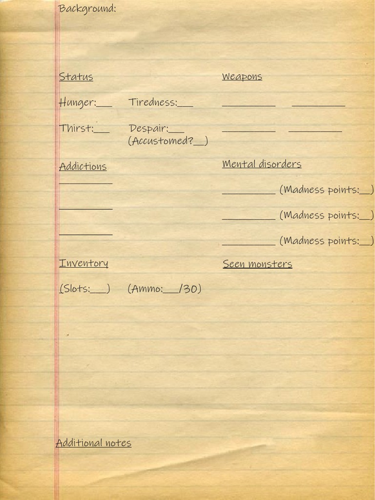 Character Sheet | PDF | Games & Activities