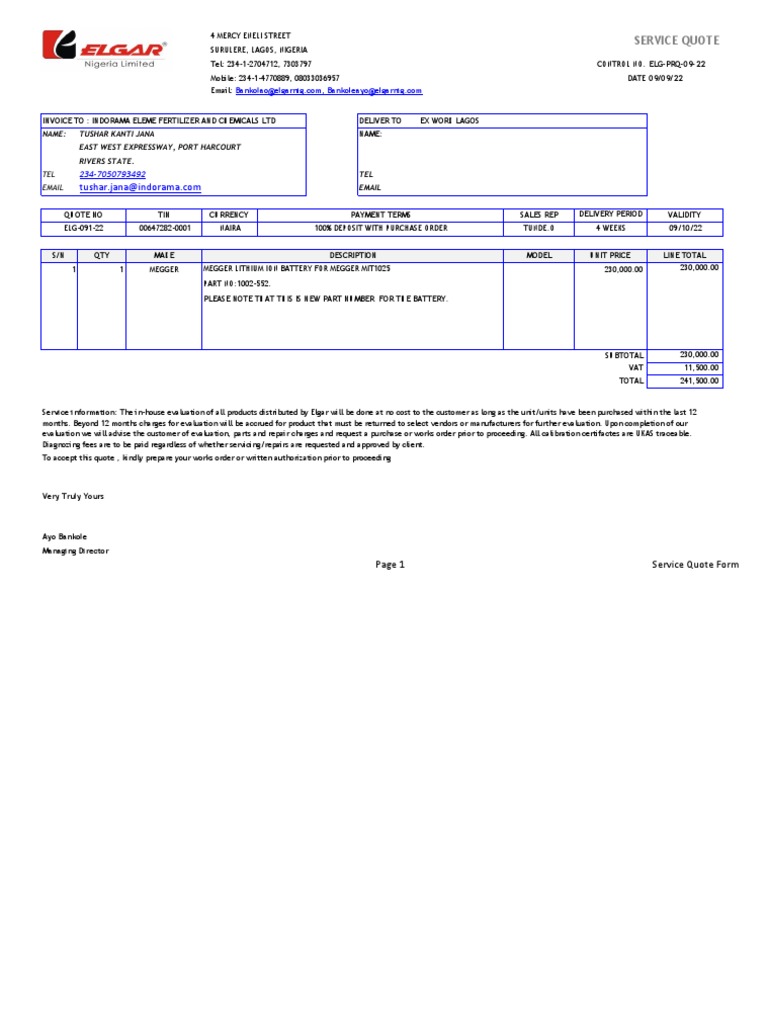 Latest Quotation ELG-091-22 | PDF | Service Industries | Economies