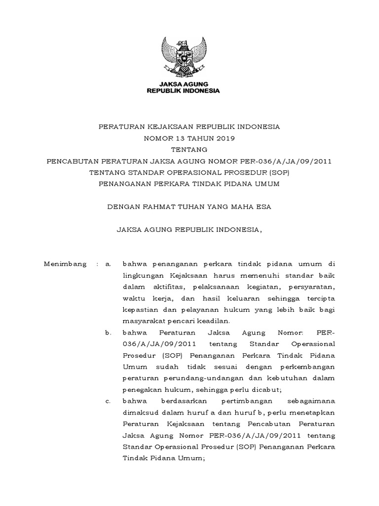 Pencabutan SOP Penanganan Tindak Pidana | PDF | Hukum