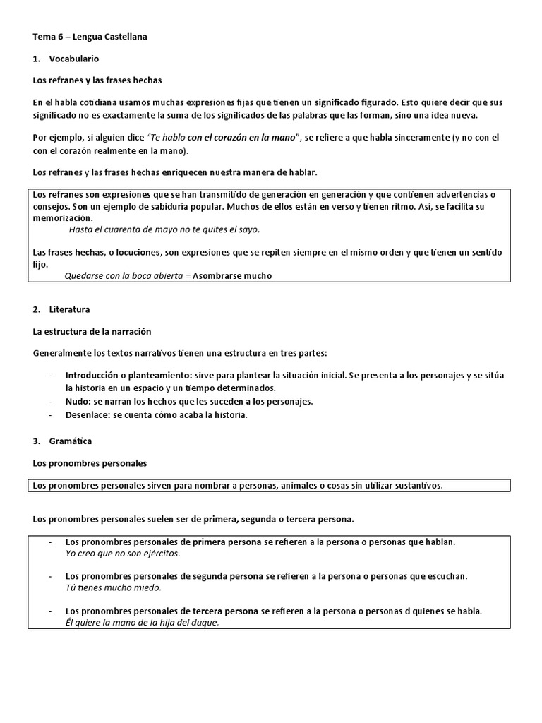 Tema 6 - Lengua 5º | PDF | Lingüística