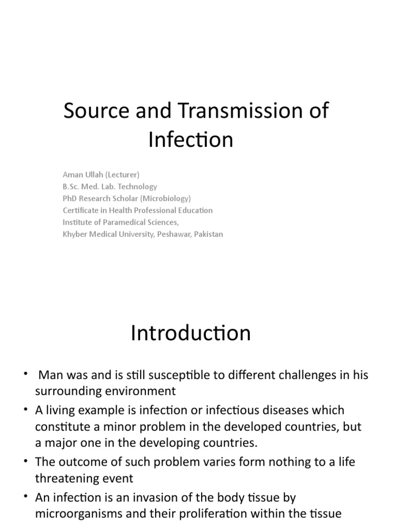 Sources and Transmission of Infection | PDF | Infection | Health Sciences