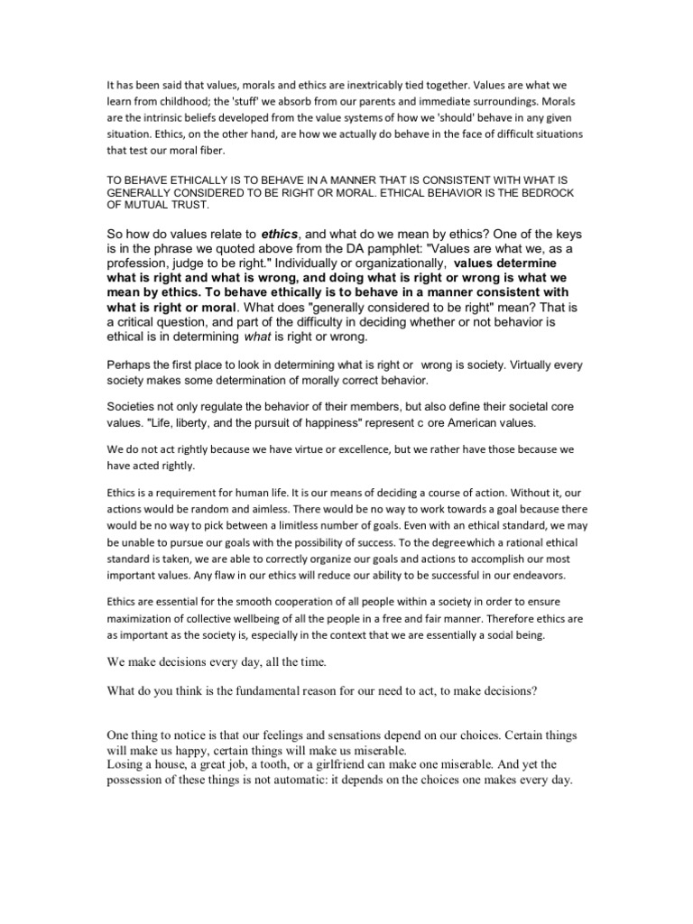 It Has Been Said That Values | PDF | Career & Growth