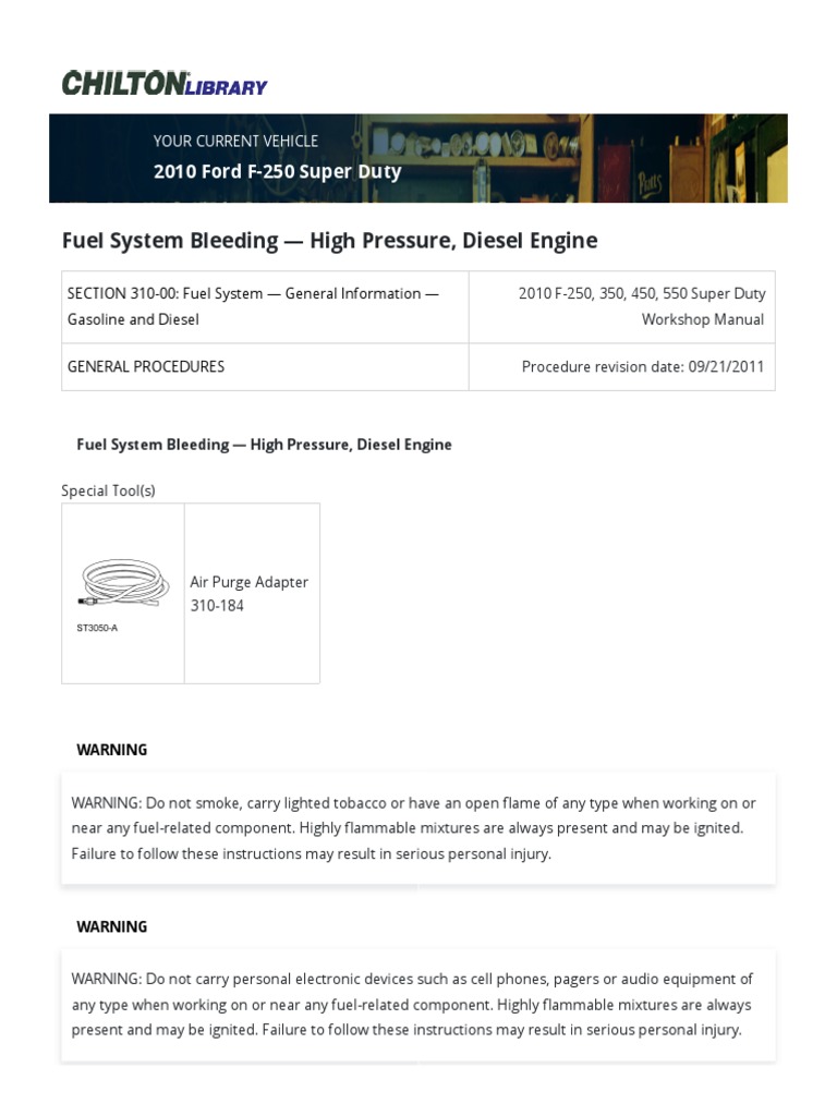 High Pressure Fuel System Super Duty 6.4 2010 | PDF | Engines | Diesel ...