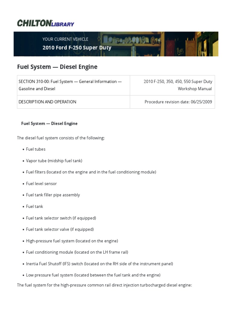 Fuel System FORD F250 SUPER DUTY 2010 | PDF | Diesel Engine | Fuel ...