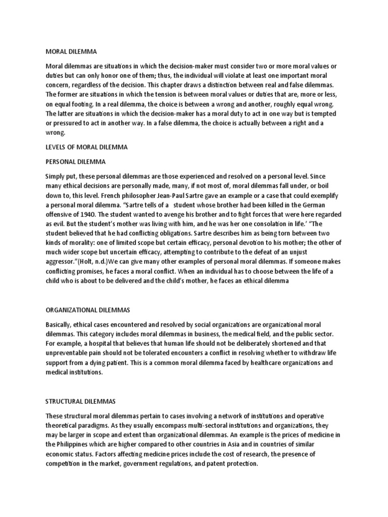 Moral Dilemma | PDF | Applied Philosophy | Applied Ethics