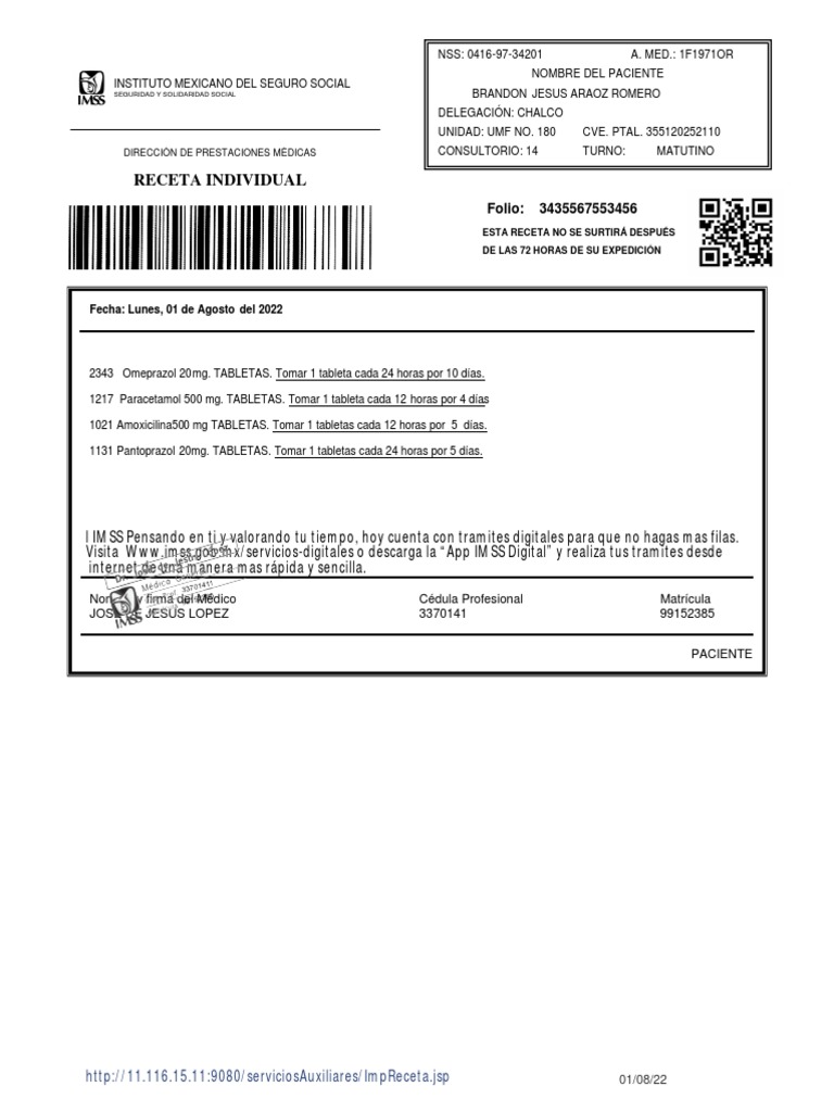 Receta Imms Con Sello | PDF