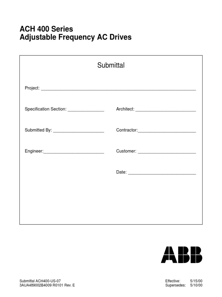 ABB-Adjustable Frequency Drives - Submittal | PDF | Electric Motor | Relay