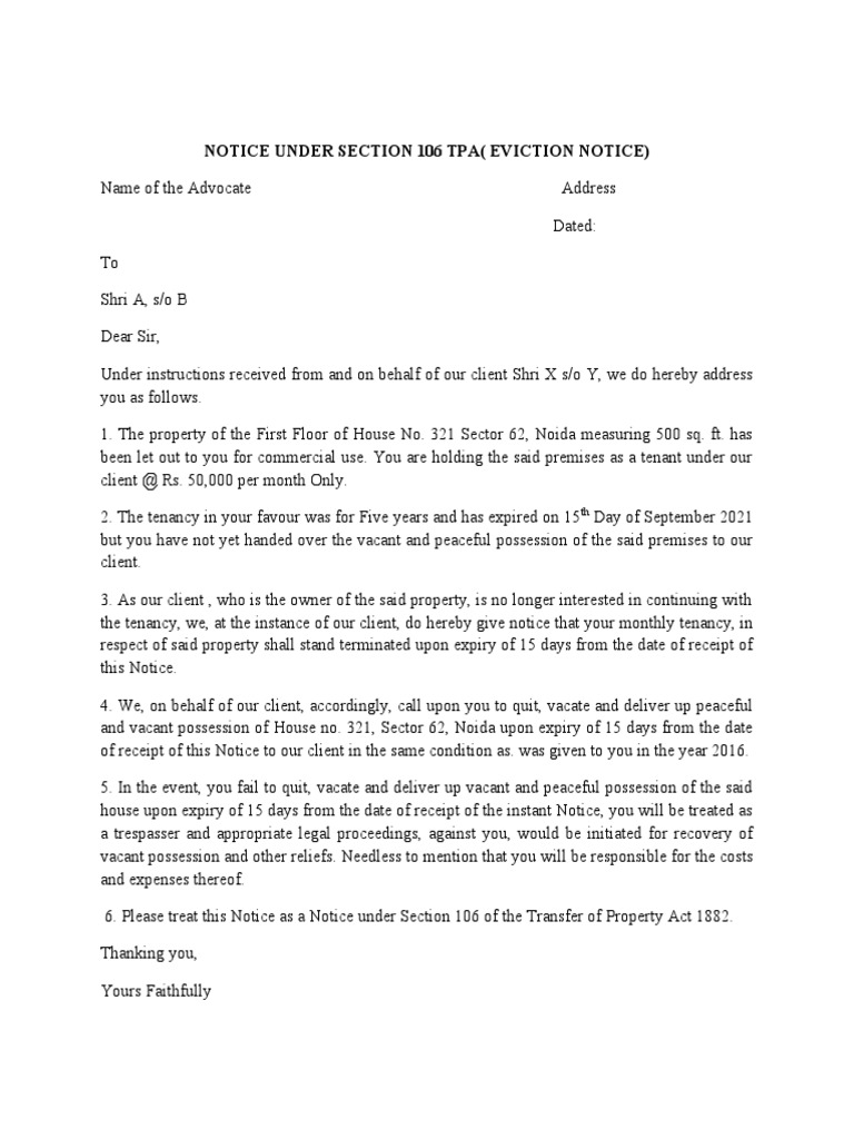 Notice U:s 106 Tpa | PDF