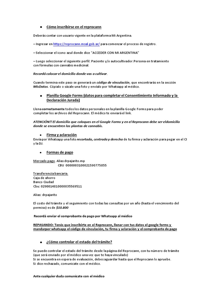 Instructivo Reprocann 2.0 | PDF