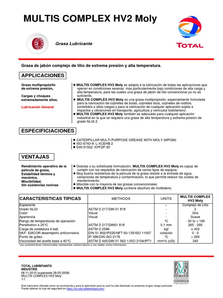 TDS - Total - Multis Complex HV 2 Moly - Lso - 201511 - Es - Col | PDF ...