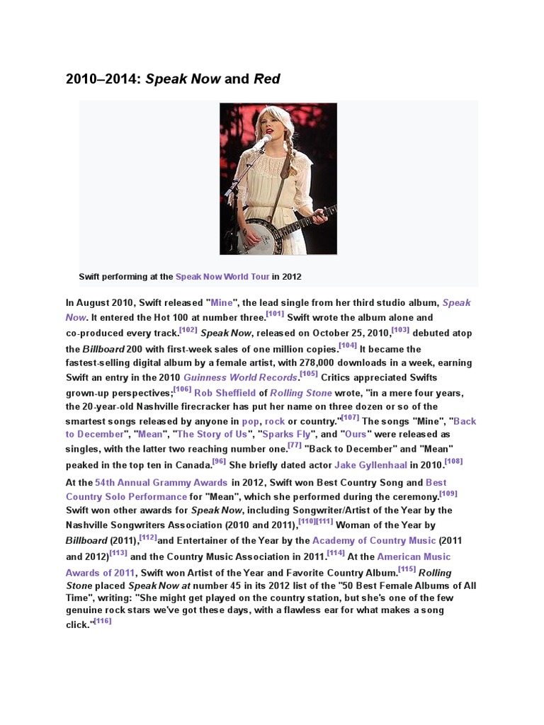 Taylor Swift Speak Now | PDF | Recorded Music | Pop Music