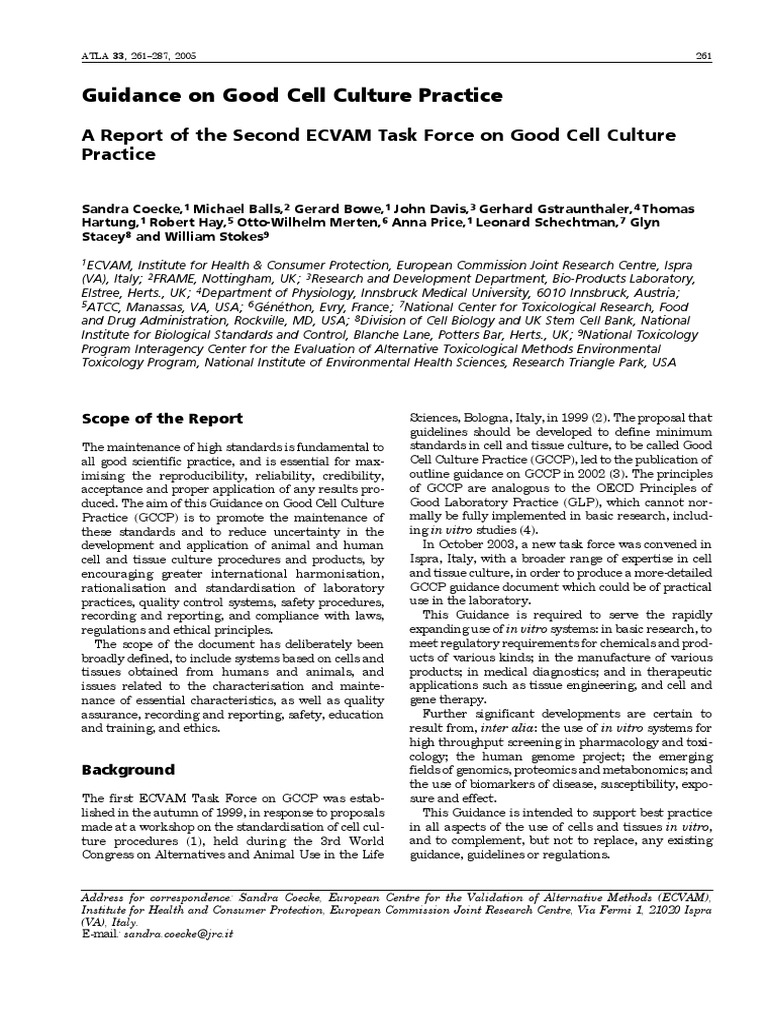Guidance On Good Cell Culture Practice | PDF | Cell Culture | Growth Medium