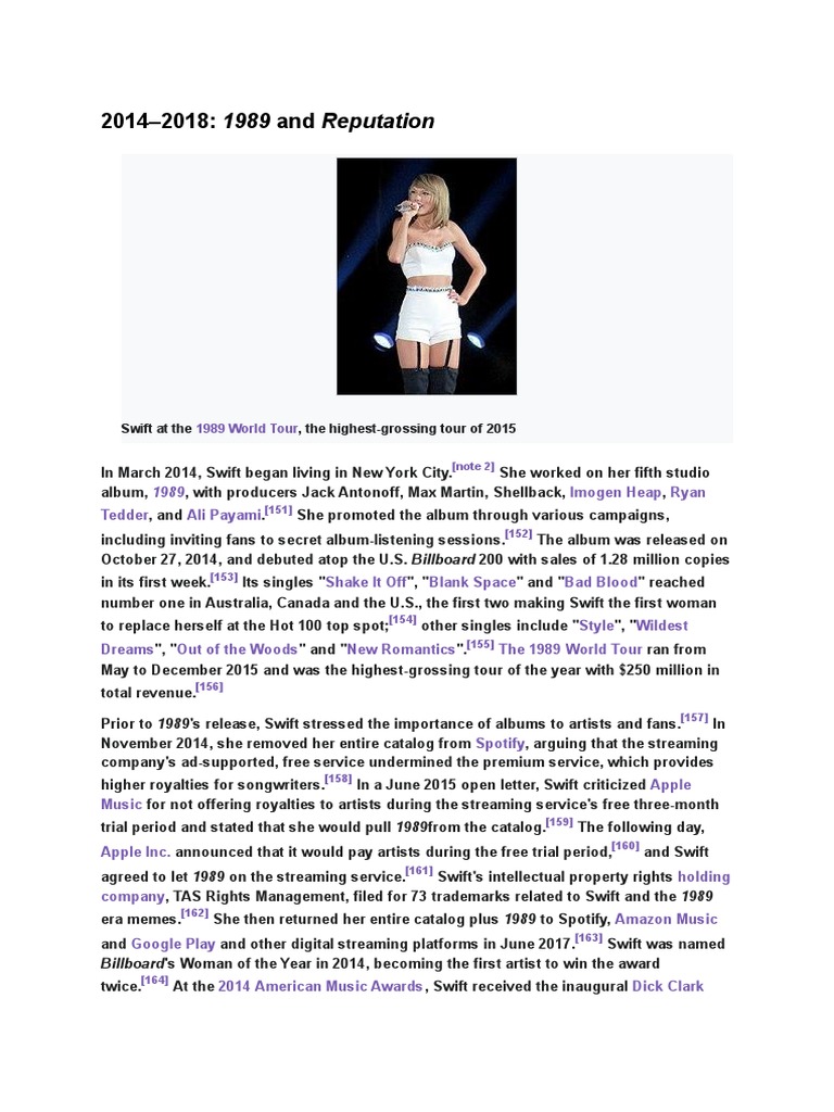 1989 and Reputation: Taylor Swift's Transition to Pop and Subsequent ...