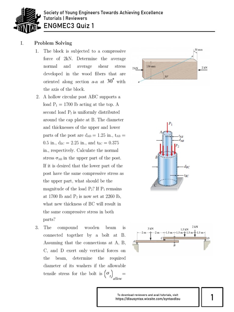 ENGMEC3 LQ1 Reviewer | PDF | Applied Mathematics | Mechanics