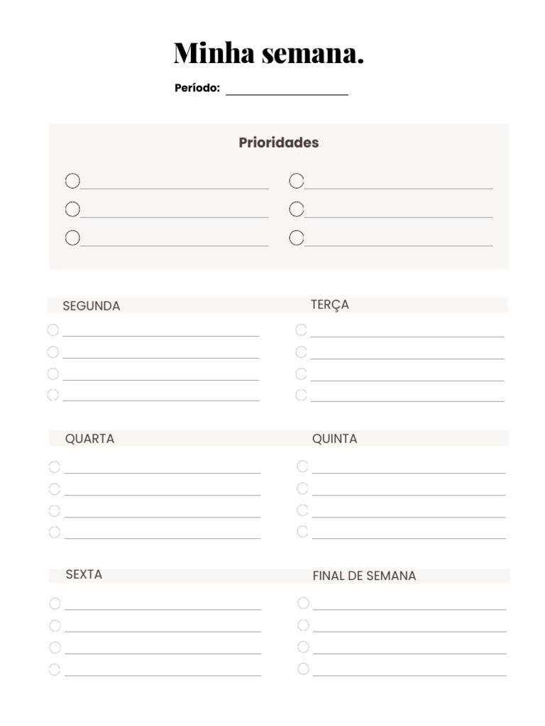 Cream Minimal Weekly Planner Template | PDF