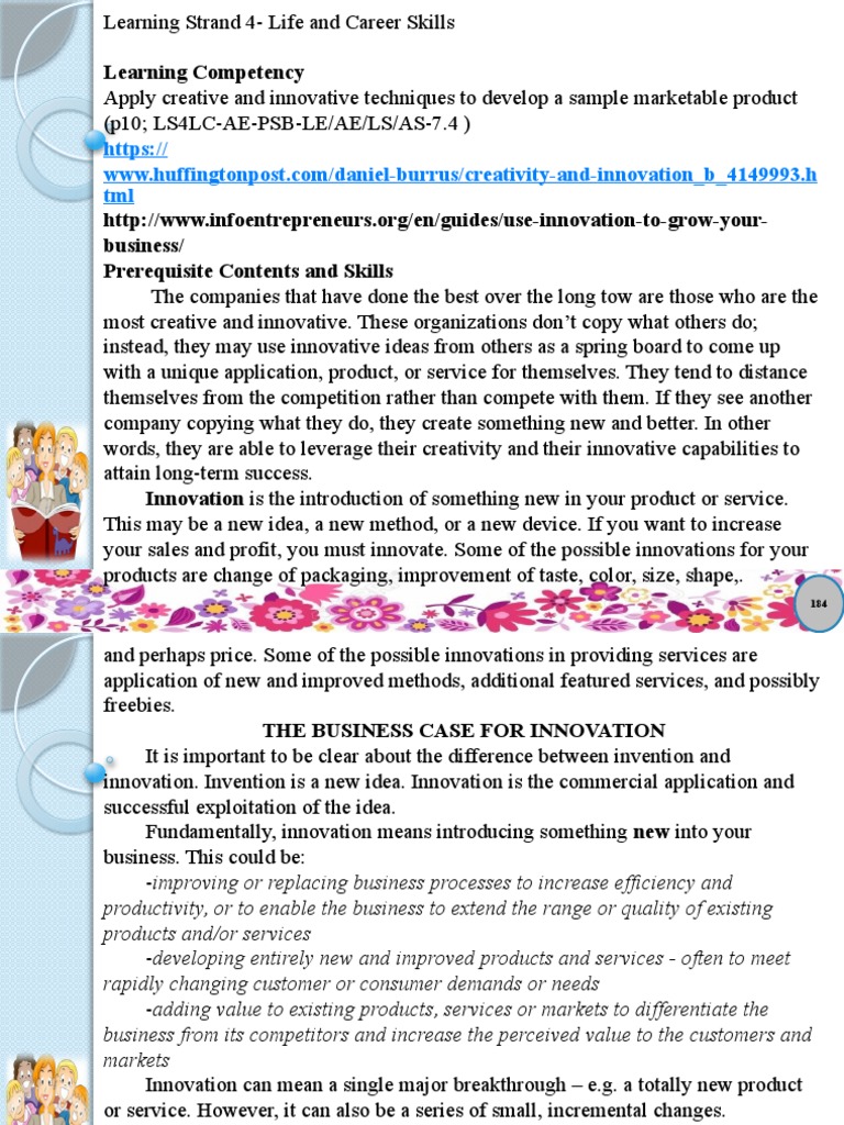 12 LS4 LCS Apply Creative and Innovative Techniques To Develop A Sample ...