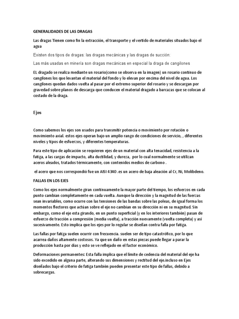 Generalidades de Las Dragas | PDF | Fatiga (material) | Acero