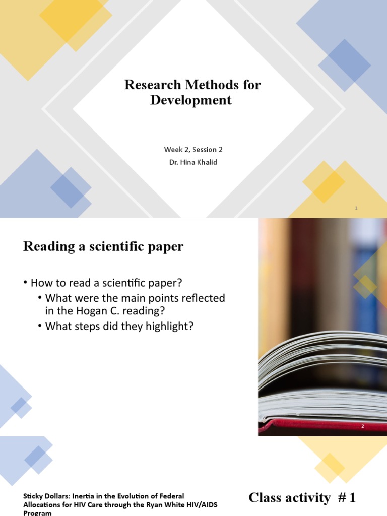 Research Methods For Development: Week 2, Session 2 Dr. Hina Khalid | PDF | Wash | Regression ...