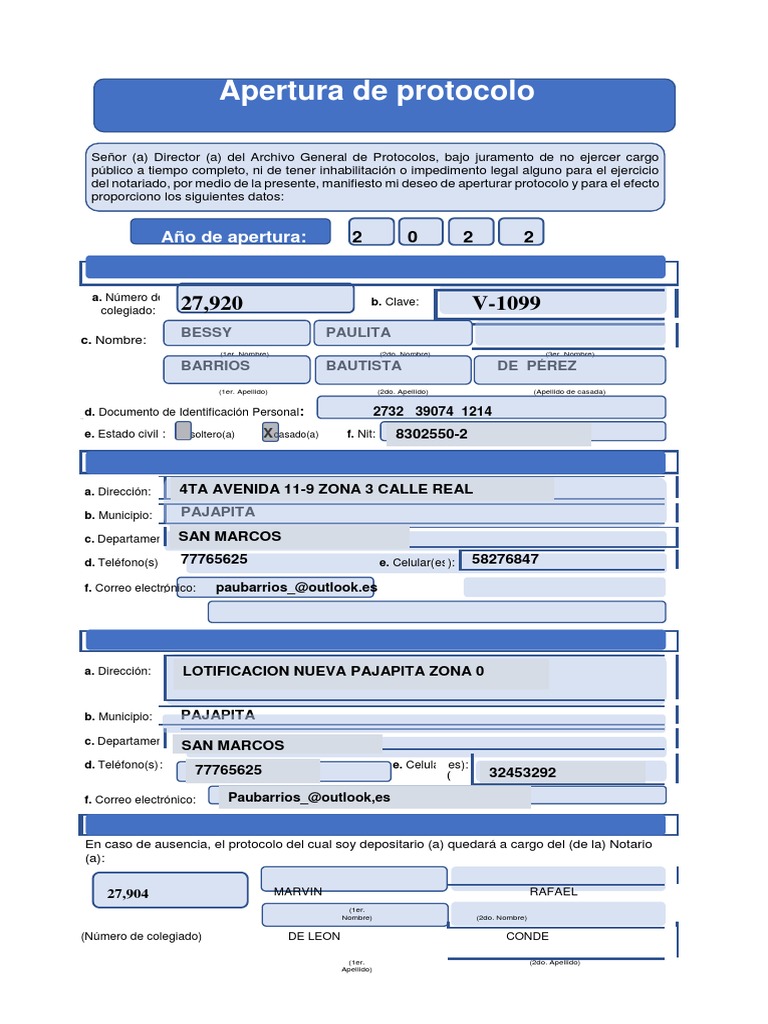 Apertura de Protocolo Nuevo | PDF