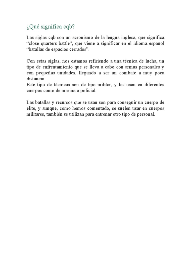Qué Significa CQB | PDF