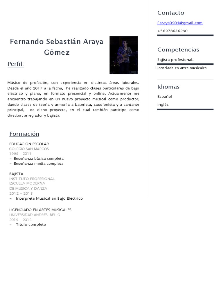 CV Fernando Araya | PDF | Las artes escénicas