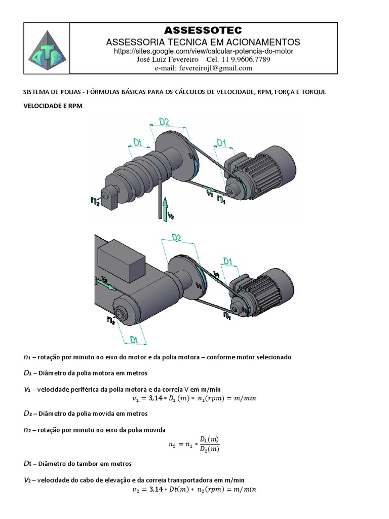 Calculo - Polias e Correias | Download grátis PDF | Eixo | Torque